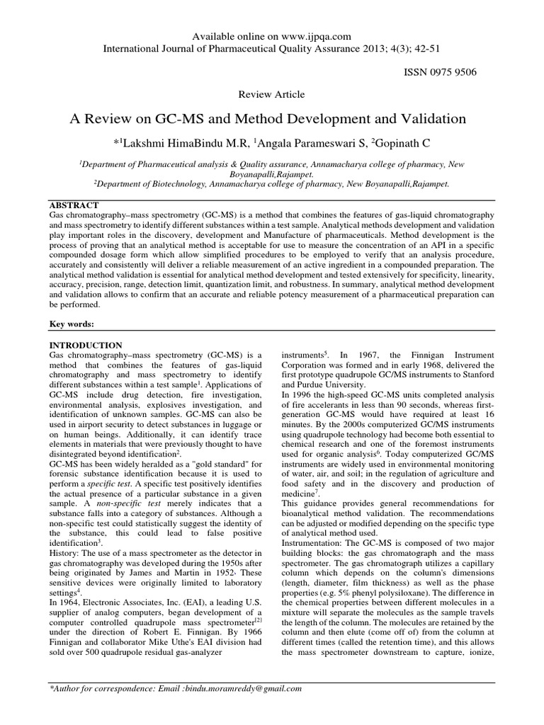 GC-MS Method Development Review | PDF | Gas Chromatography–Mass ...