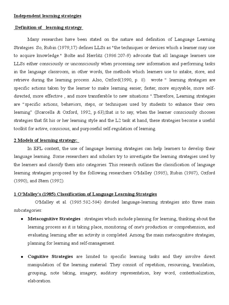 Effective Independent Learning Strategies | PDF | Goal | Metacognition