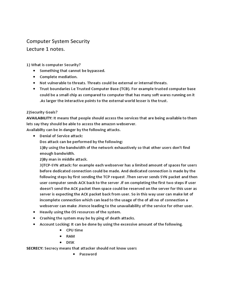 Computer System Security PDF | PDF | Transmission Control Protocol ...