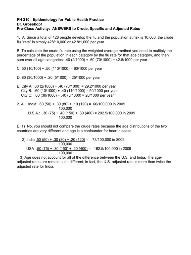 Calculating Crude, Specific, and Adjusted Rates to Compare Disease ...