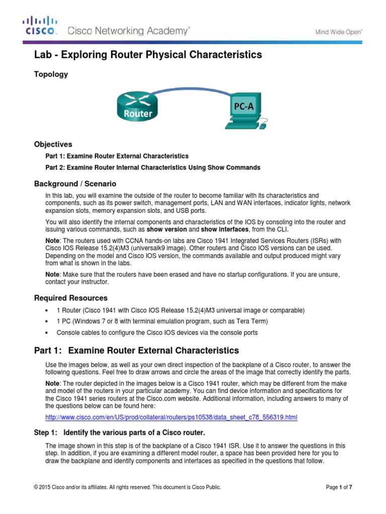 6.3.2.7 Lab - Exploring Router Physical Characteristics PDF | PDF ...
