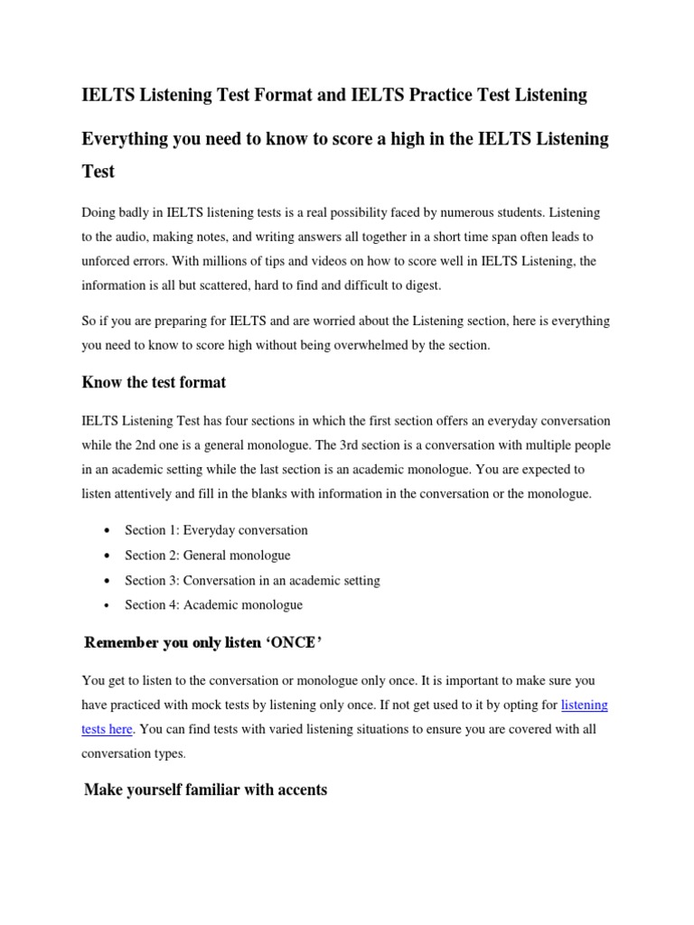 IELTS Listening With Tips and Strategies of All Sections | PDF ...