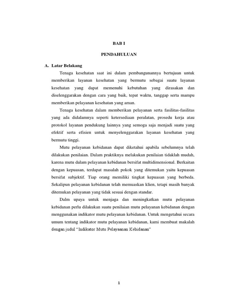 Indikator Mutu Pelayanan Kebidanan | PDF