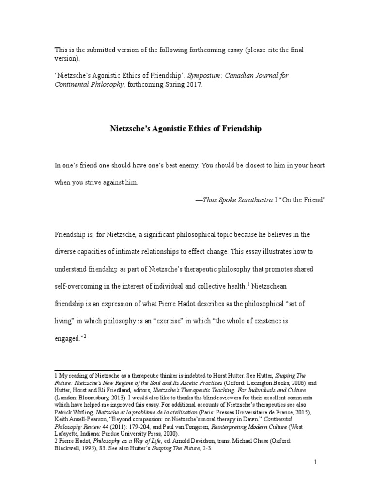 Nietzsche's Ethics of Friendship | PDF | Thus Spoke Zarathustra ...
