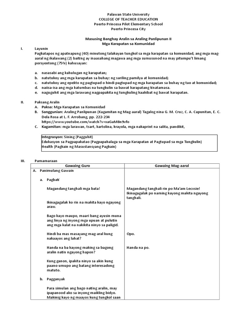 Masusing Banghay Aralin Sa Araling Panlipunan II | PDF