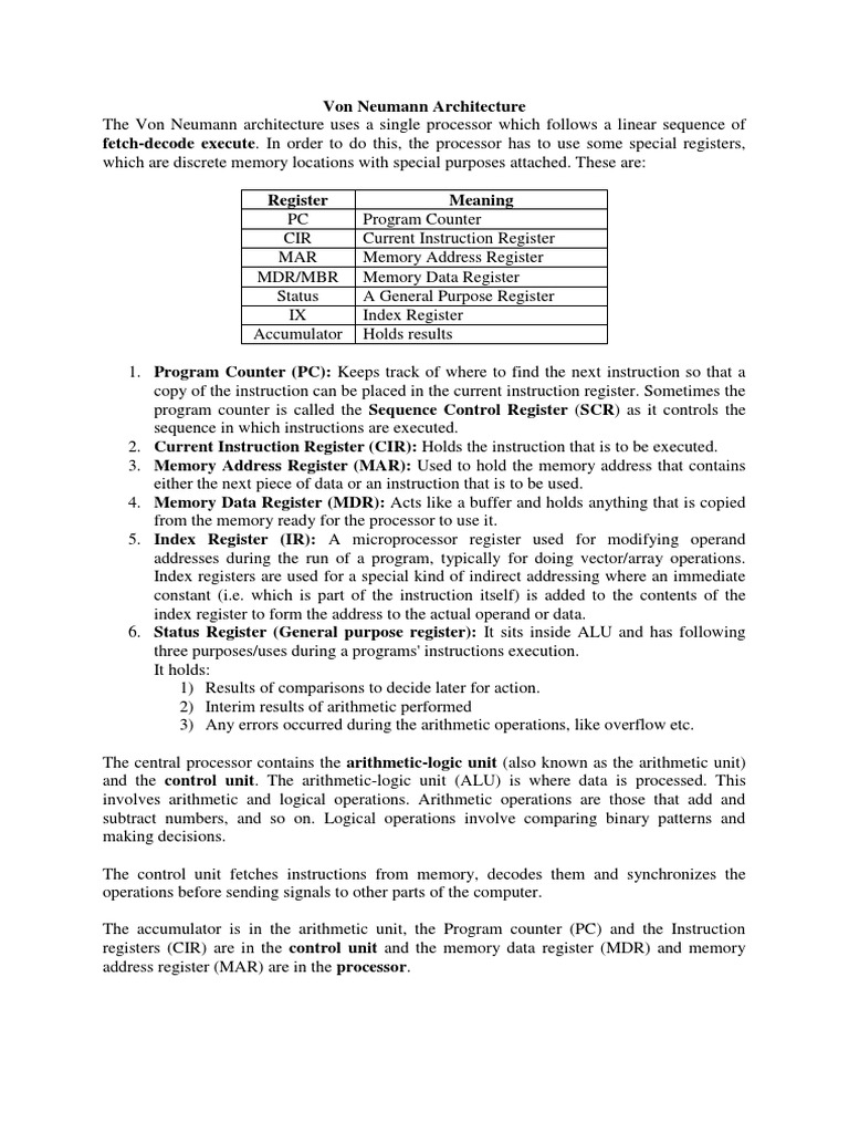 Von Neumann Architecture | PDF | Central Processing Unit | Hertz