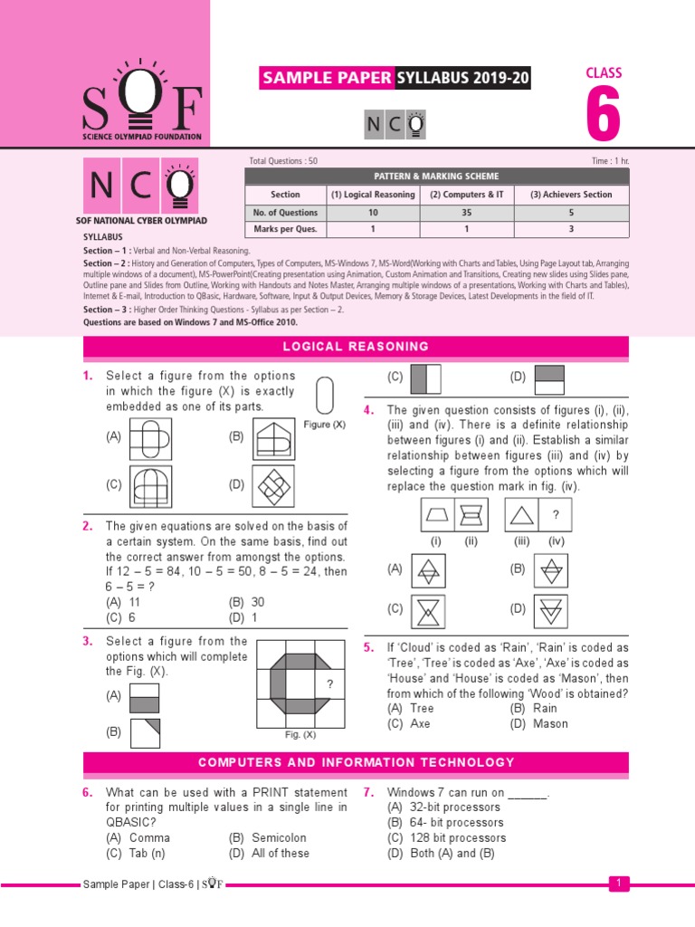 Sample Paper Syllabus 2019-20: Class | PDF | Tab (Gui) | Button (Computing)