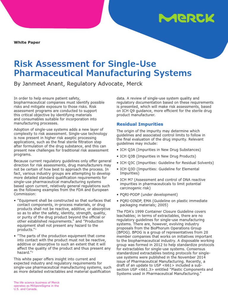 Risk Assessment Single-Use White Paper en MRK March 2017 Low | PDF ...