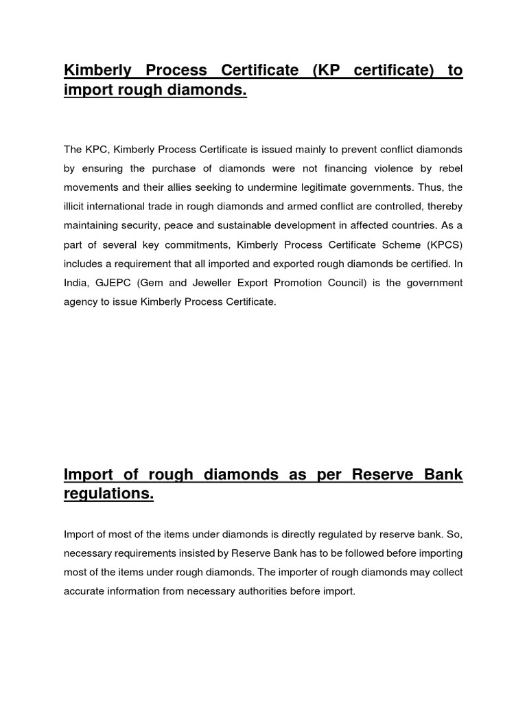 Import of Raw Diamonds | PDF | Invoice | Jewellery