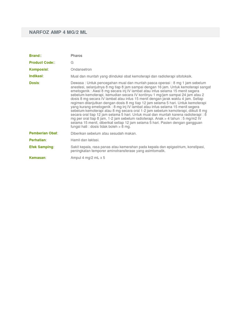 Injeksi Narfoz Amp 4 MG | PDF