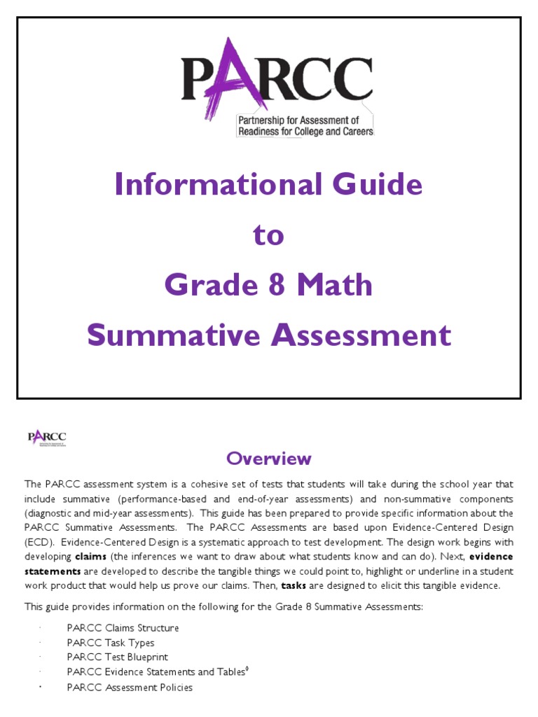Understanding the PARCC Grade 8 Math Summative Assessment: An Overview ...