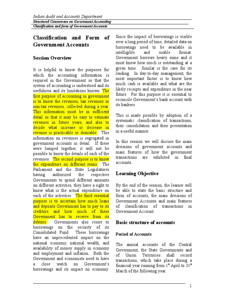 Structure of Government Account | PDF | Government Of India | Expense