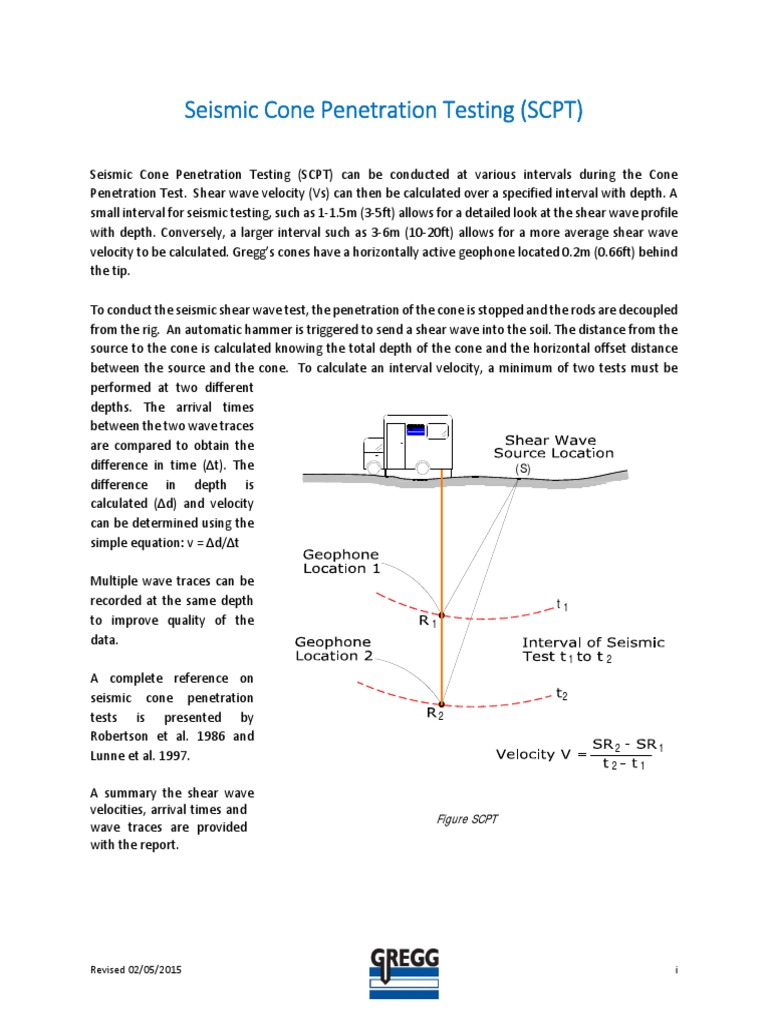Seismic Cone Penetration Testing (SCPT) : Revised 02/05/2015 I | PDF