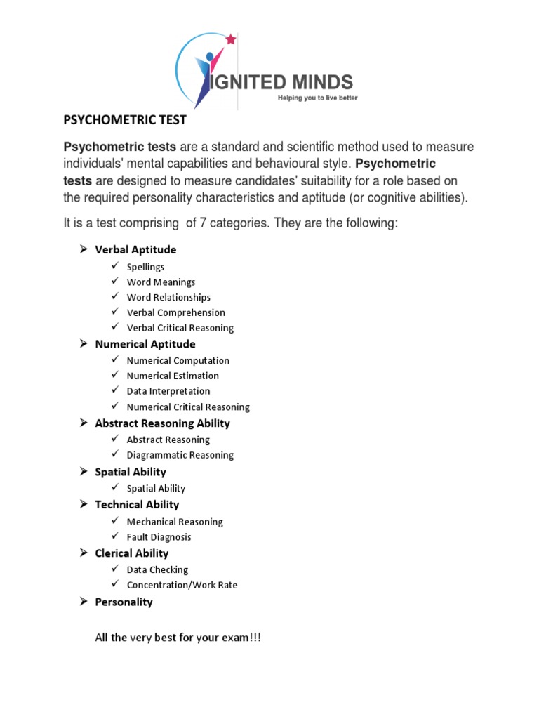 Psychometric Test | PDF | Deer | Psychometrics
