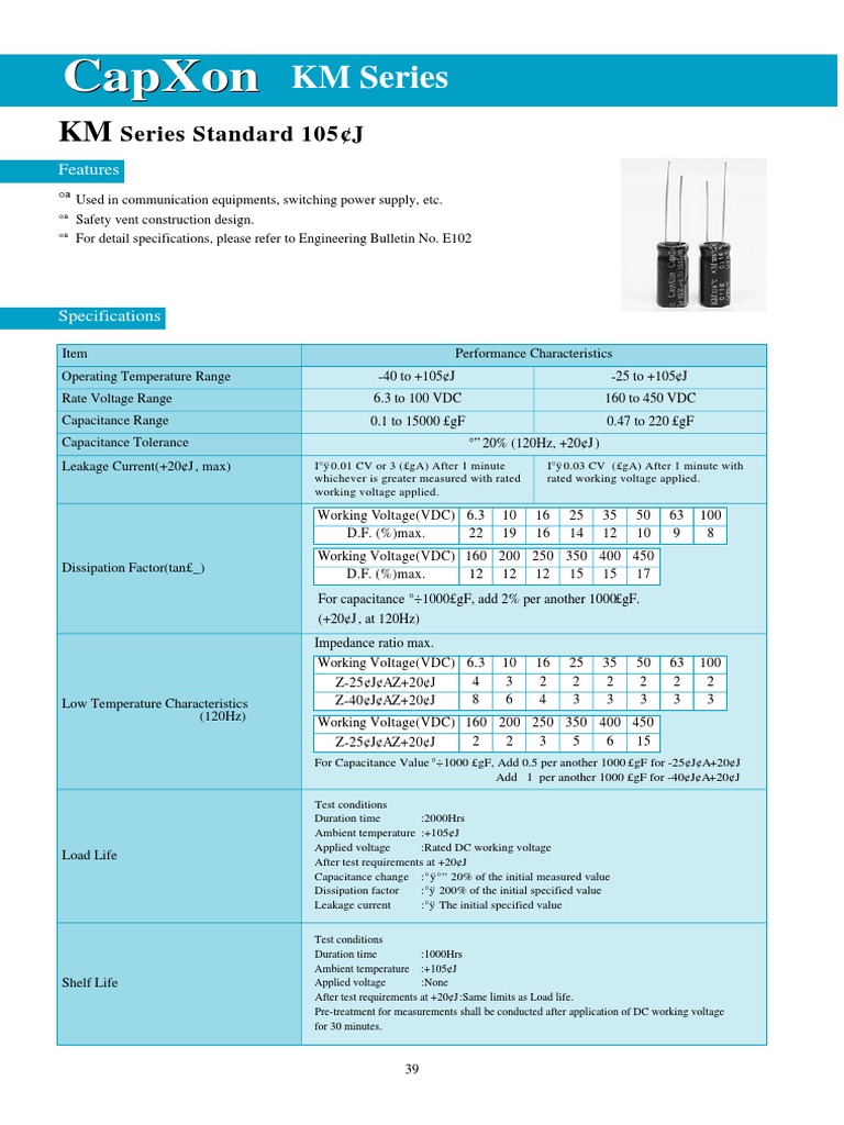Capxon KM | PDF | Capacitor | Celsius