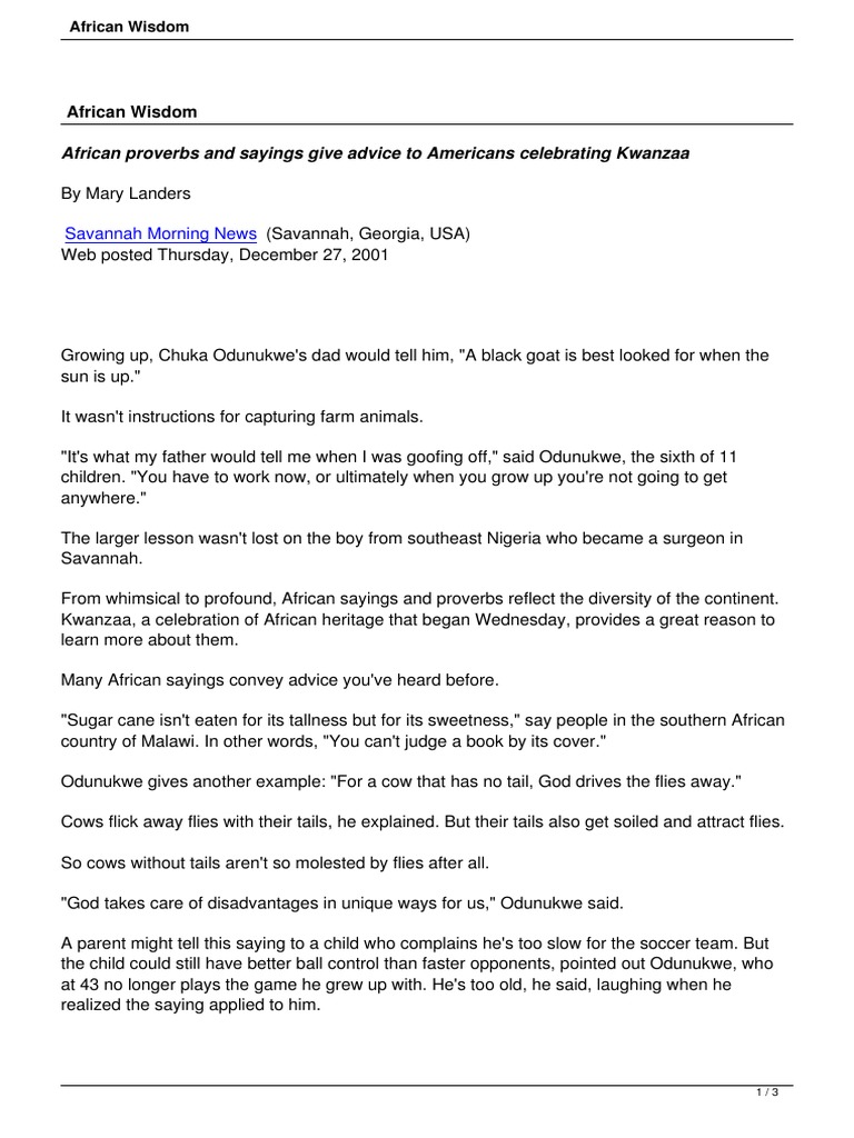 African Wisdom PDF | PDF | Proverb | Kenya