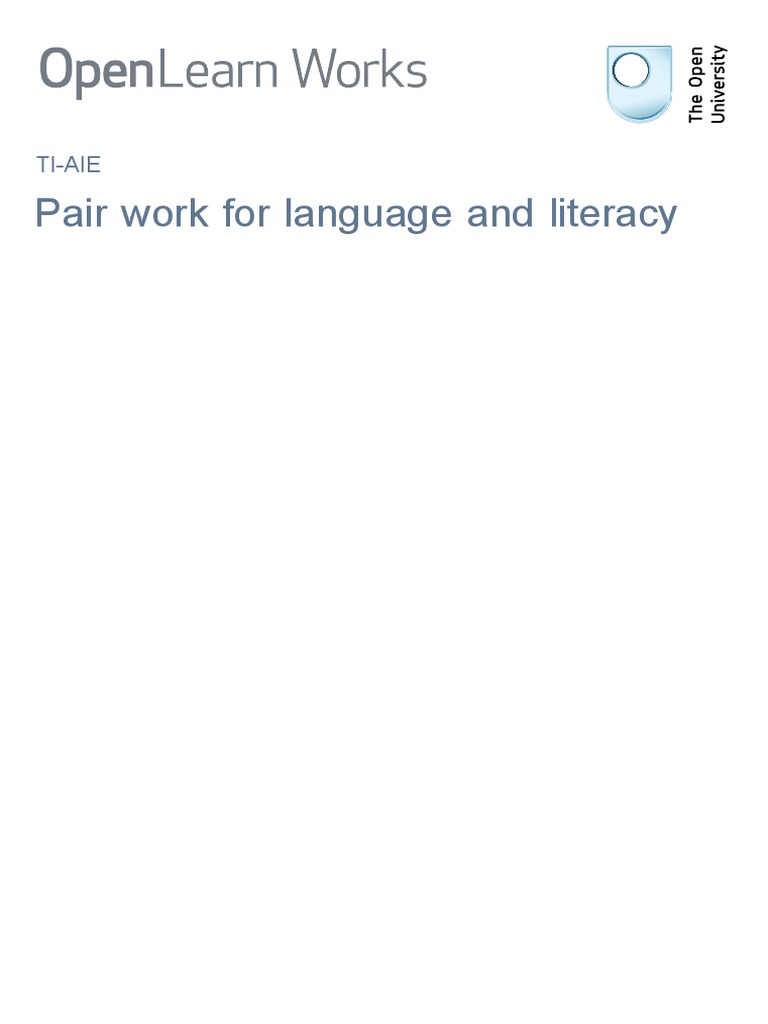 Pair Work For Language and Literacy Printable | PDF | Classroom ...