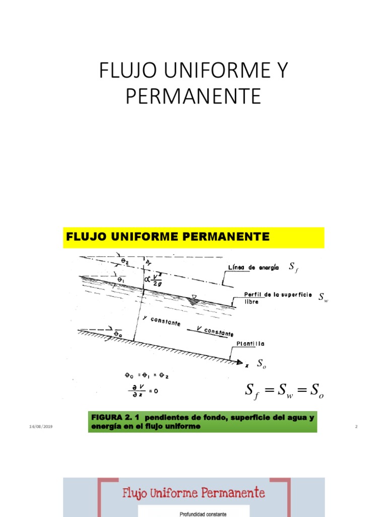 Flujo Uniforme y Permanente | PDF | Fricción | Ecuaciones