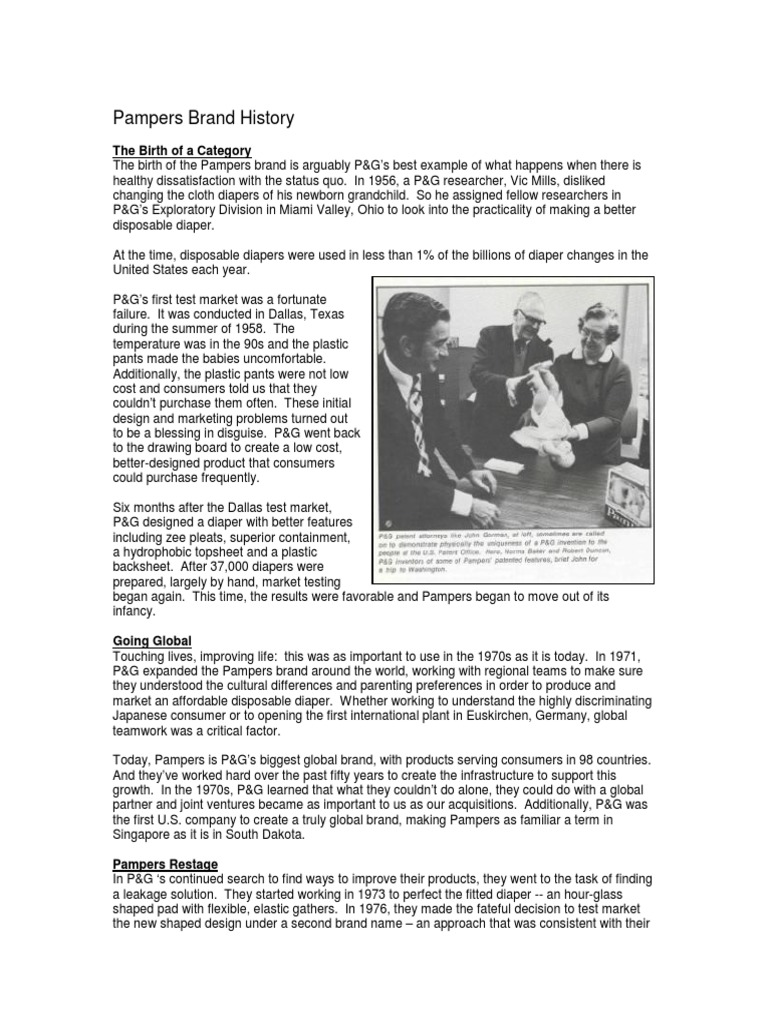 History of Pampers Brand Development | PDF | Diaper | Procter & Gamble