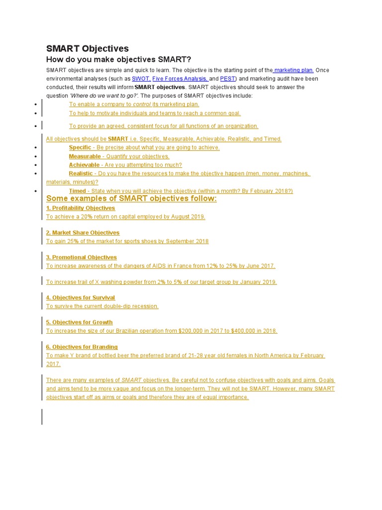 SMART Objectives: How to Make Objectives Specific, Measurable ...