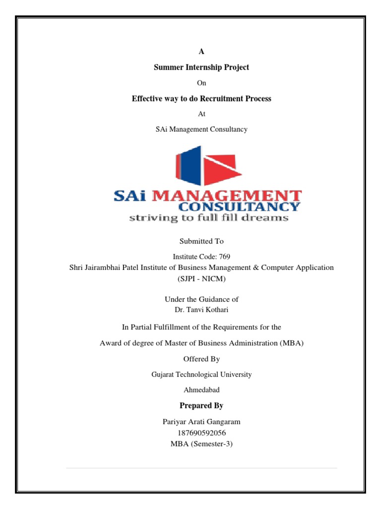 Final SIP Report | PDF | Recruitment | Human Resources