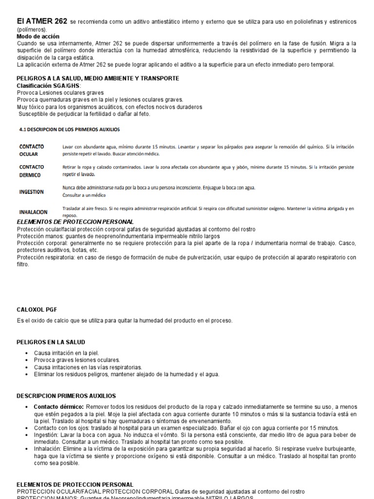 Cuidados Seguridad ATMER y Caloxol | PDF | Agua | Salud y bienestar
