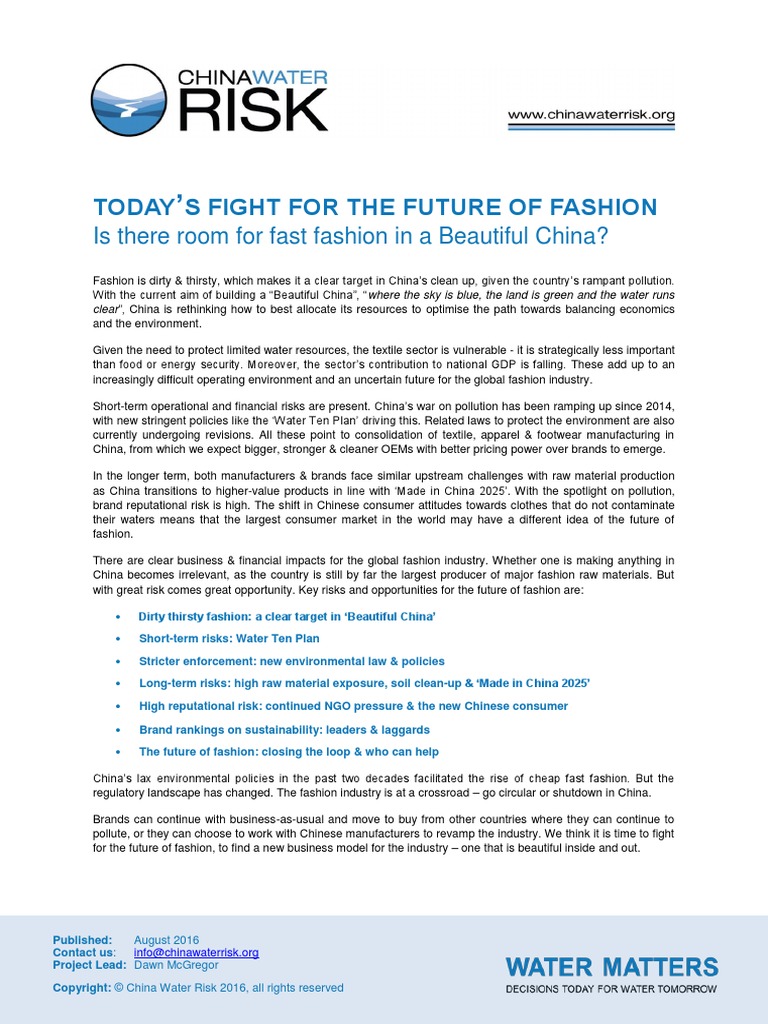 China Water Risk Brief Todays Fight For The Future For The Future ...