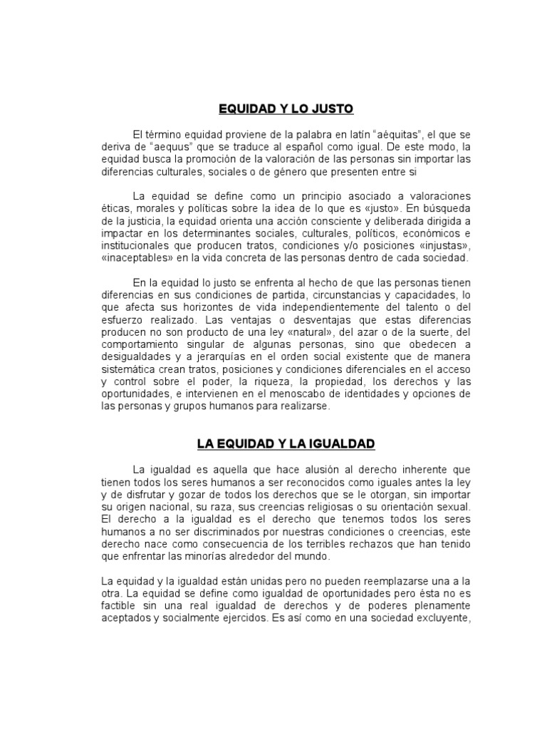Equidad y Justicia: Conceptos Clave | PDF | Teorías filosóficas | Justicia