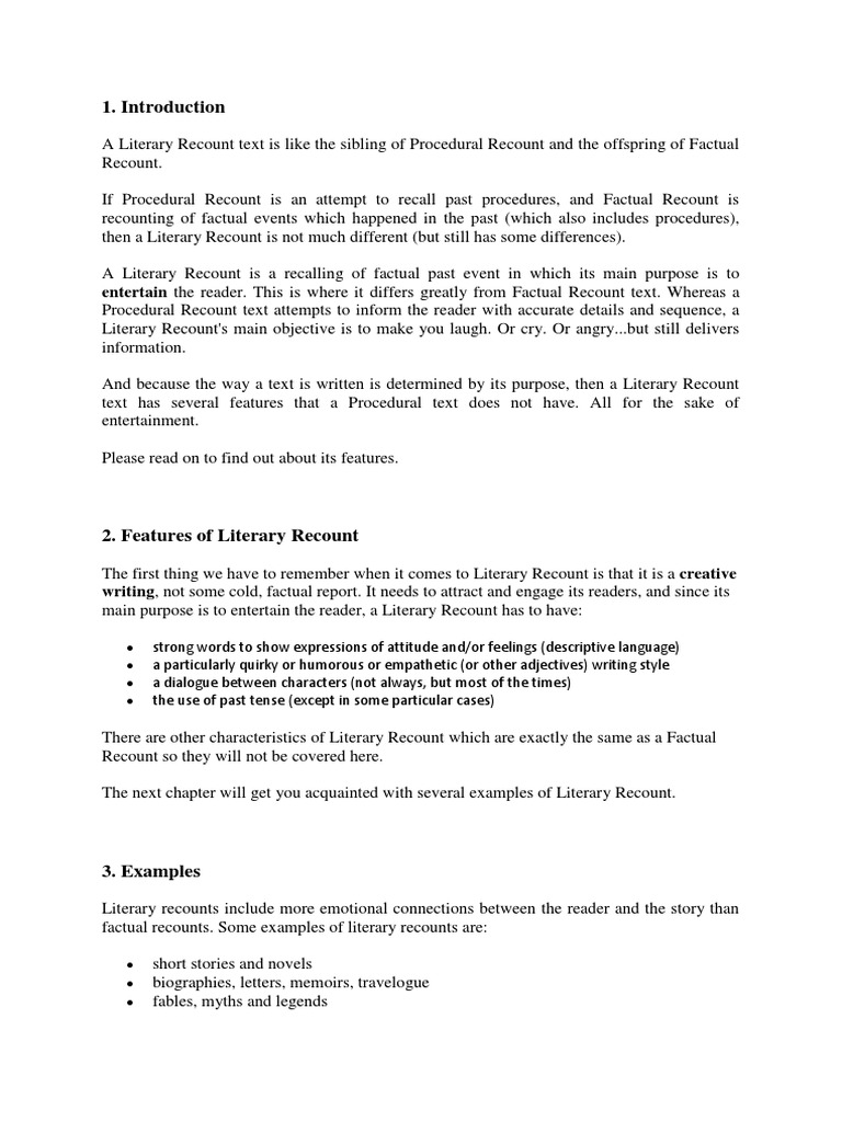 Literary Recount Text | PDF | Paragraph