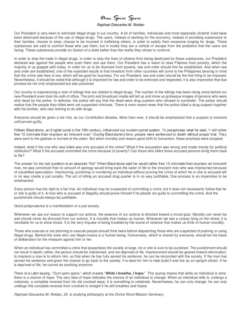 Dum Spiro Spero: Raphael Descartes M. Roldan | PDF | Punishments ...