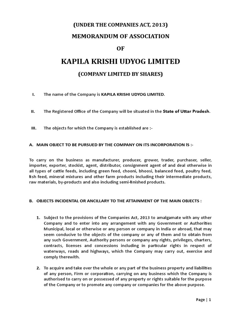 Draft MOA | PDF | Securities (Finance) | Negotiable Instrument