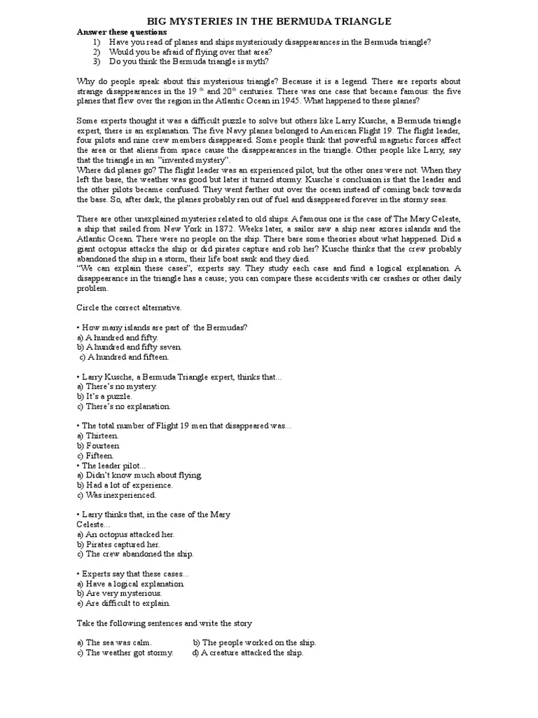 Big Mysteries in The Bermuda Triangle: Answer These Questions | PDF