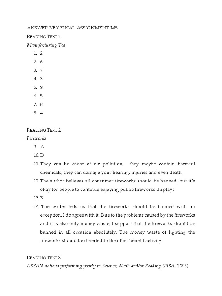 Final Assignment M5 Answer Key | PDF | Fireworks | Infographics