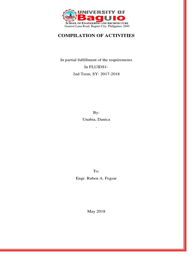 Compilation of Activities: in Partial Fulfillment of The Requirements ...