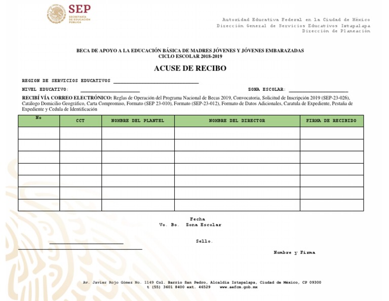 FORMATO - ACUSE DE RECIBO - Formatos 2019 | PDF