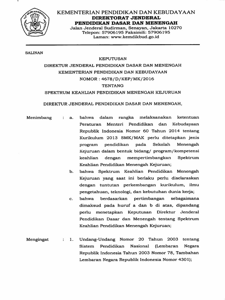 SK Dirjen No 4678 Tahun 2016 PDF | PDF