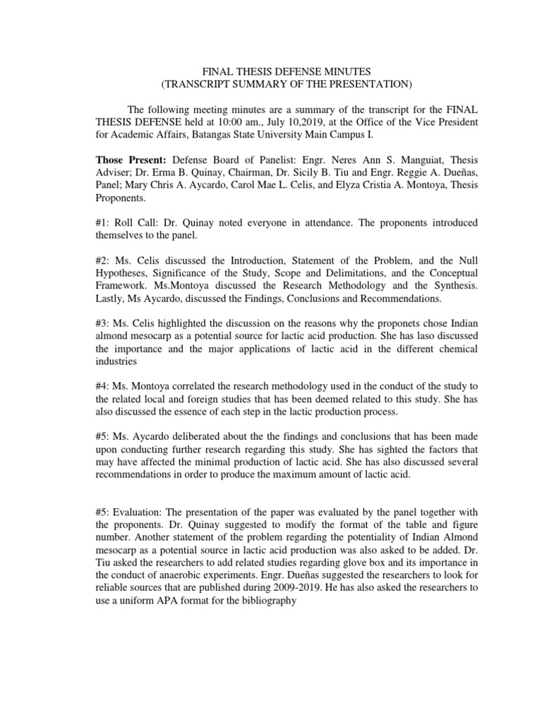 Final Thesis Defense Minutes | PDF | Evaluation Methods | Research Methods