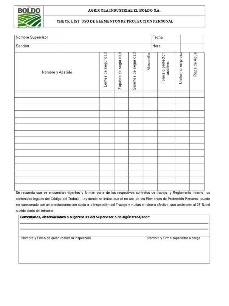 Check List Epp | PDF