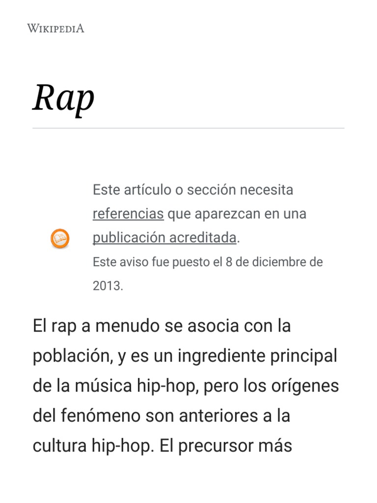 Rap - Wikipedia, La Enciclopedia Libre PDF | PDF | Golpecitos | Música ...