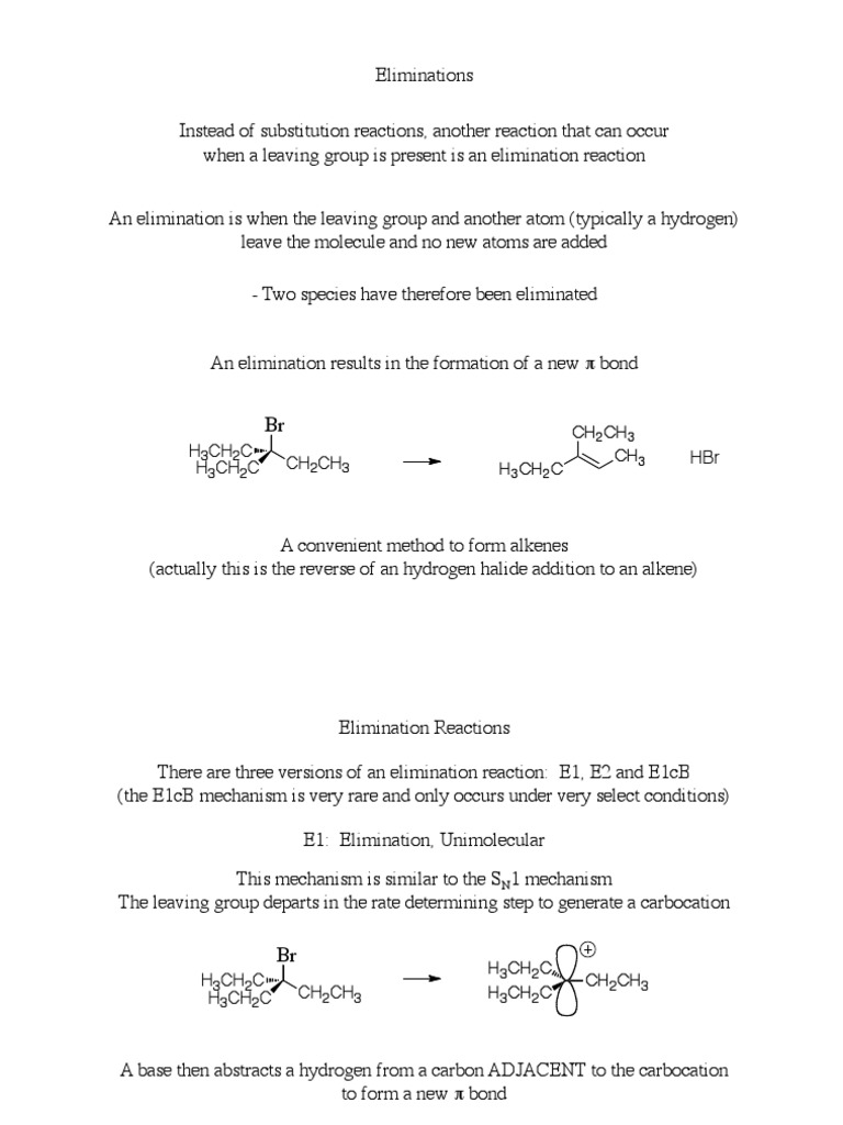 Regioselectivity and Mechanisms of Elimination Reactions | PDF ...