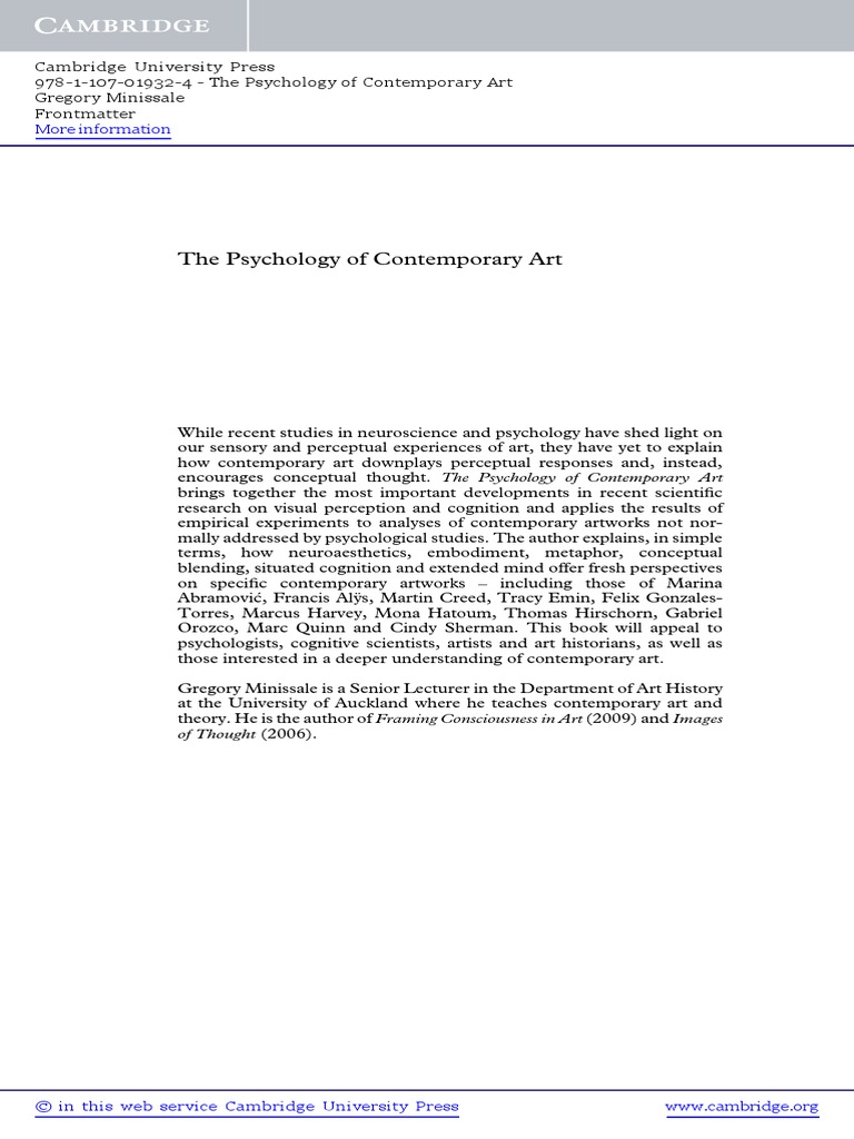 The Psychology of Contemporary Art | PDF | Perception | Thought
