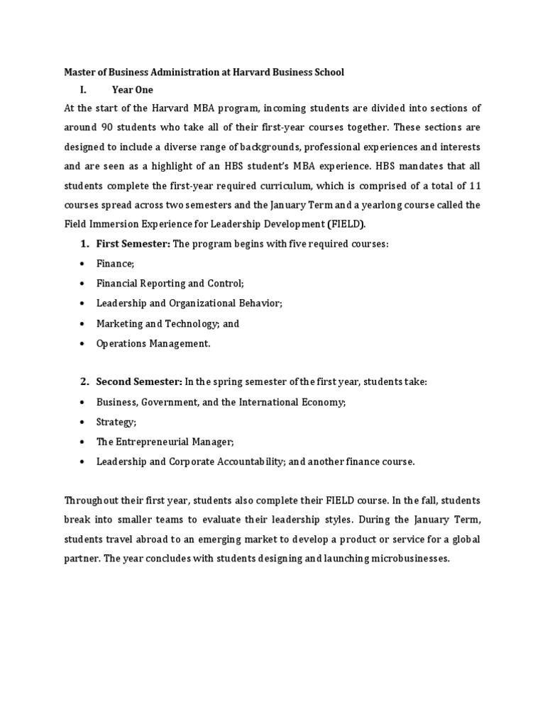 Harvard MBA Program Overview | PDF