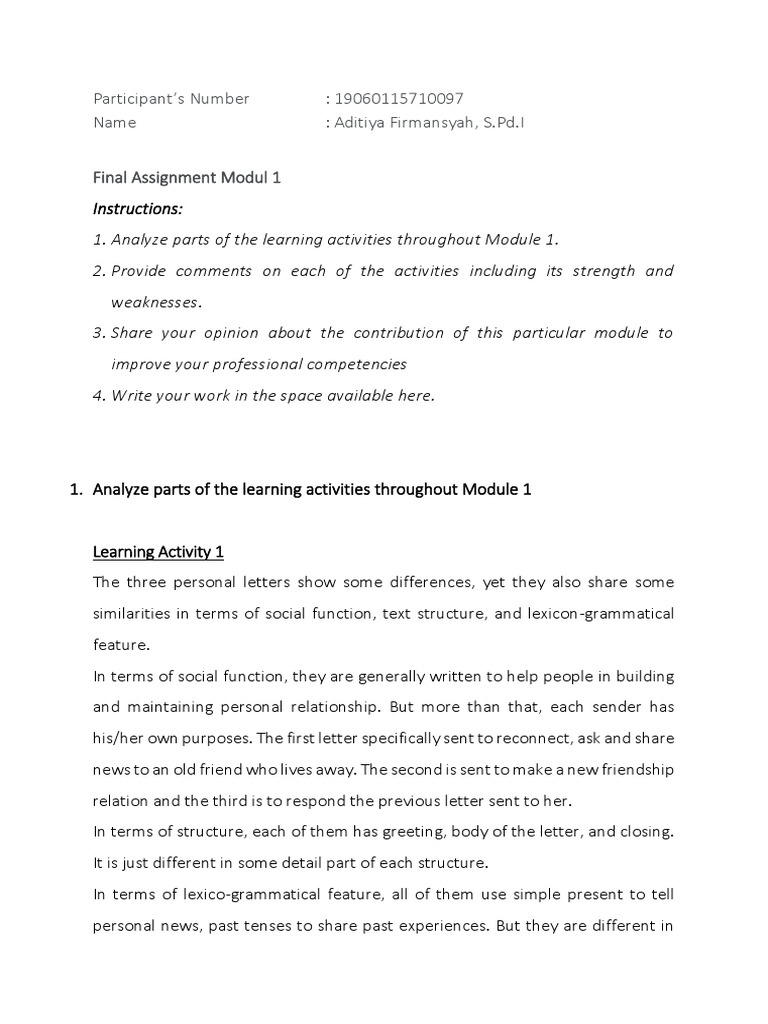 Final Assignment M1 | PDF | Semiotics | Learning