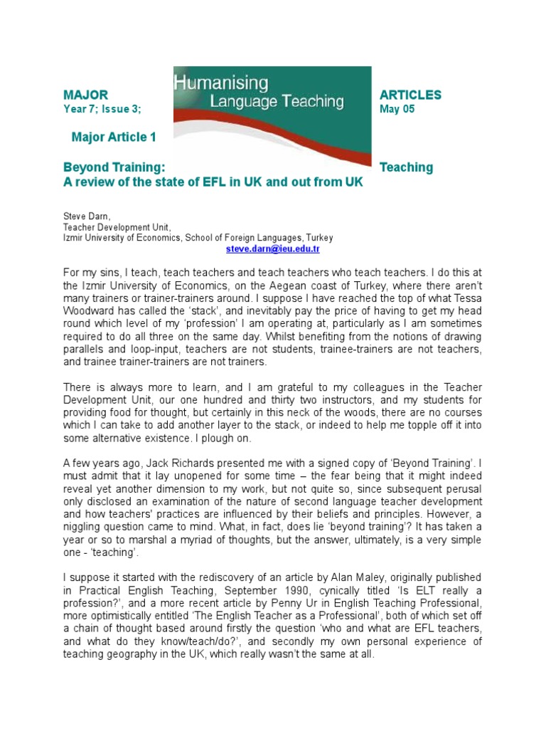 TTD Beyond Teaching Training - HLT Mag | PDF | English As A Second Or ...