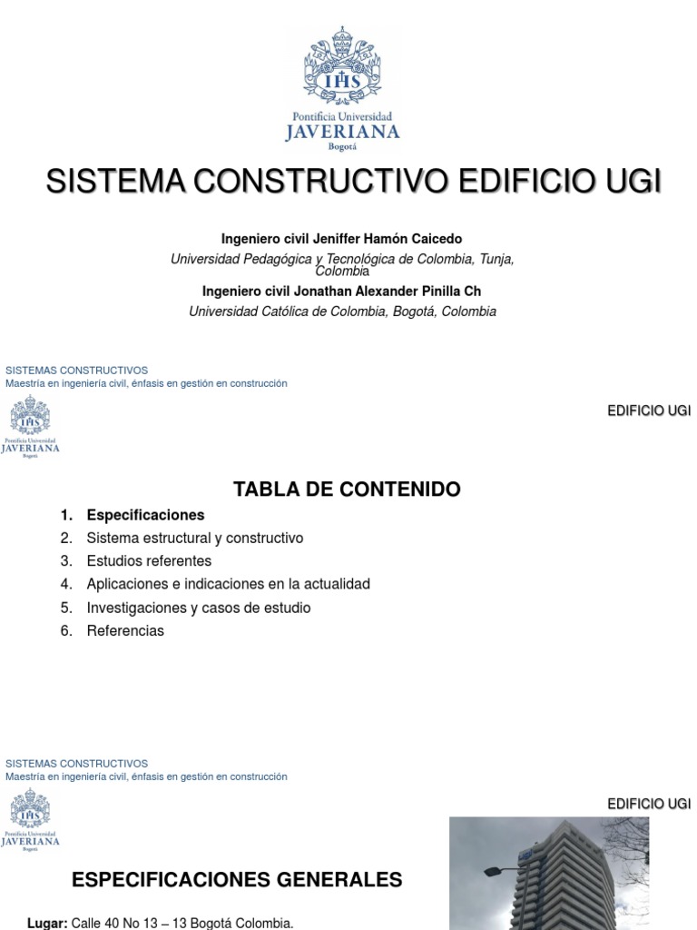 Sistema Constructivo del Edificio UGI | PDF | Fundación (Ingeniería) | Ingeniería