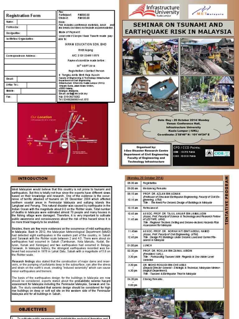 Brochure - Seminar On Tsunami & Earthquake Risk in Malaysia-Rev | PDF ...
