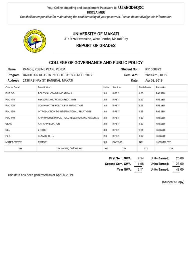 UMak Online Issuance of Report of Grades v1.2.2 | PDF | Computing And ...