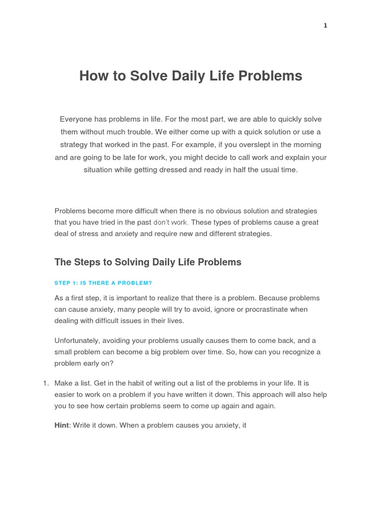 How To Solve Daily Life Problems | PDF | Goal | Anxiety