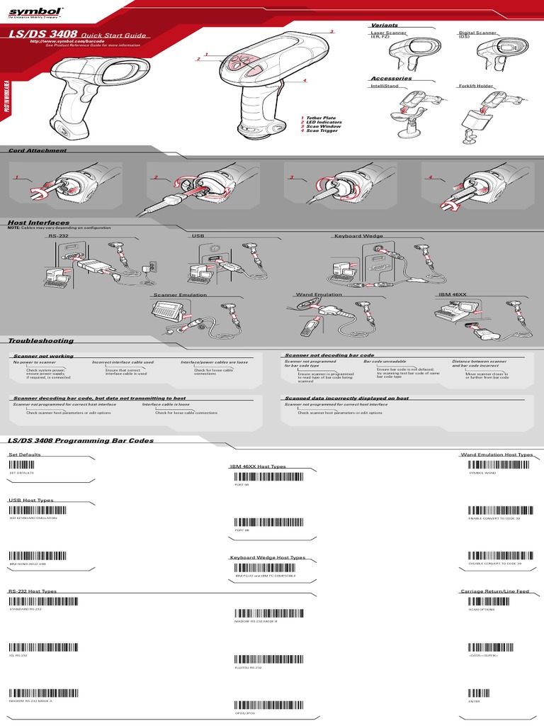 LS/DS 3408: Quick Start Guide | PDF | Barcode | Image Scanner