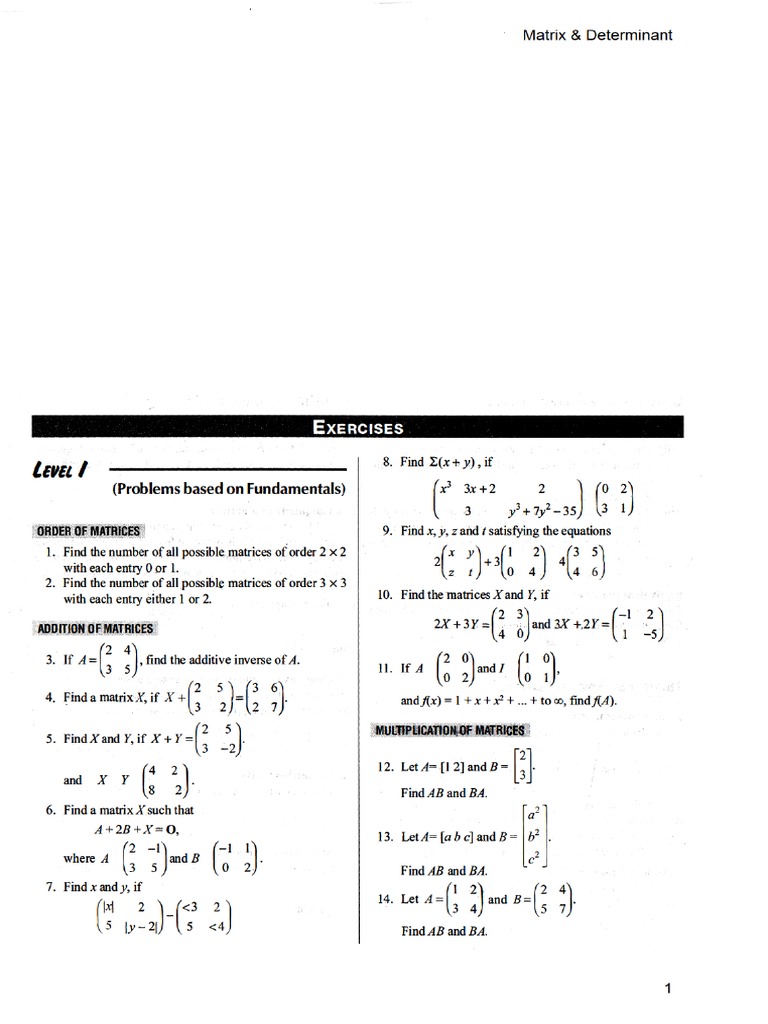 Matrices and Determinants PDF | PDF | Determinant | Matrix (Mathematics)